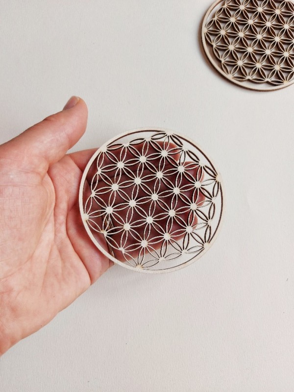 Sottobicchiere diametro 9cm – fiore della vita - ritaglio decorativo in ...